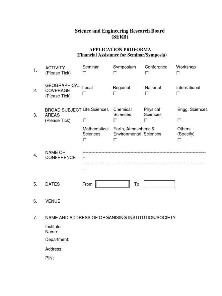 Application Proforma For Financial Assistance For Seminar Symposia-1 ...