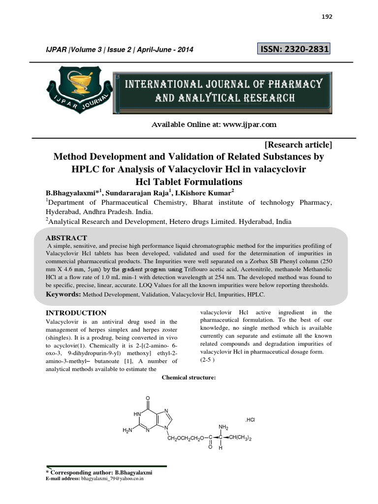HPLC Method for Valacyclovir Impurity Analysis | PDF | High Performance ...