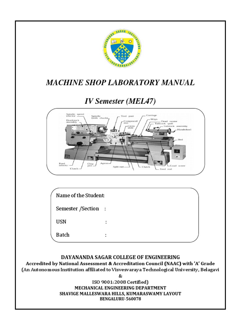 Machine Shop Lab Manual 2017autonomous | PDF | Machining | Metalworking