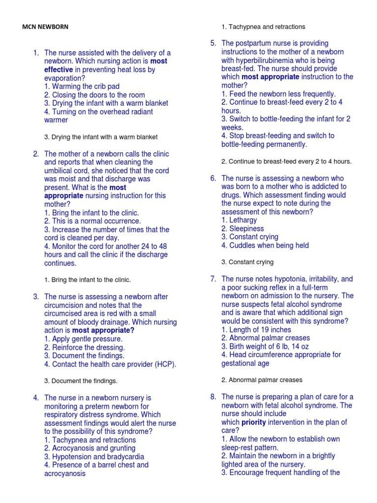 MCN II Newborn | PDF | Childbirth | Infants