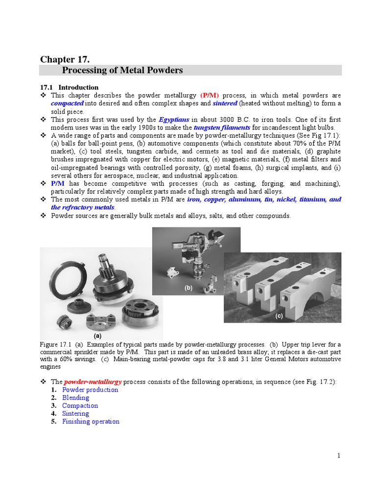 Ch17 Powder Metallurgy Pdf Sintering Mill Grinding