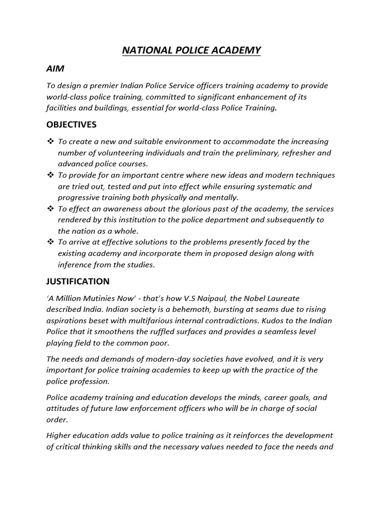 National Police Academy Synopsis Pdf Police