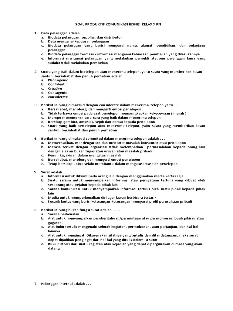 Soal-Soal Semester Genap Bu Lilik | PDF