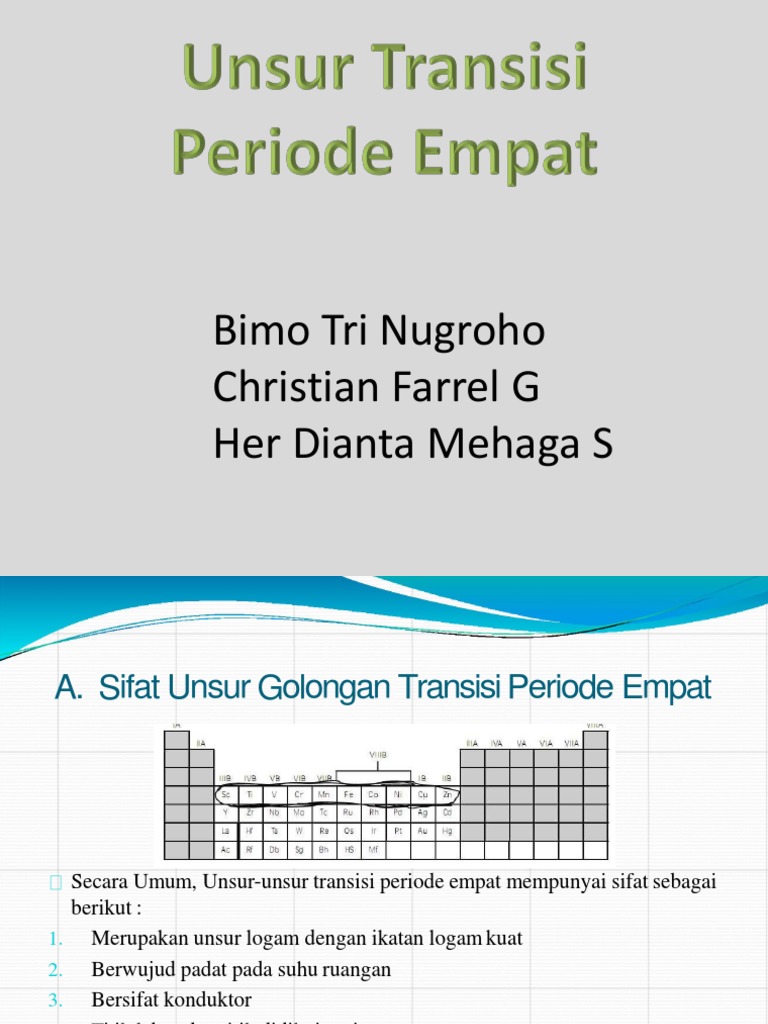 Sifat dan Manfaat Unsur Transisi Periode 4 | PDF