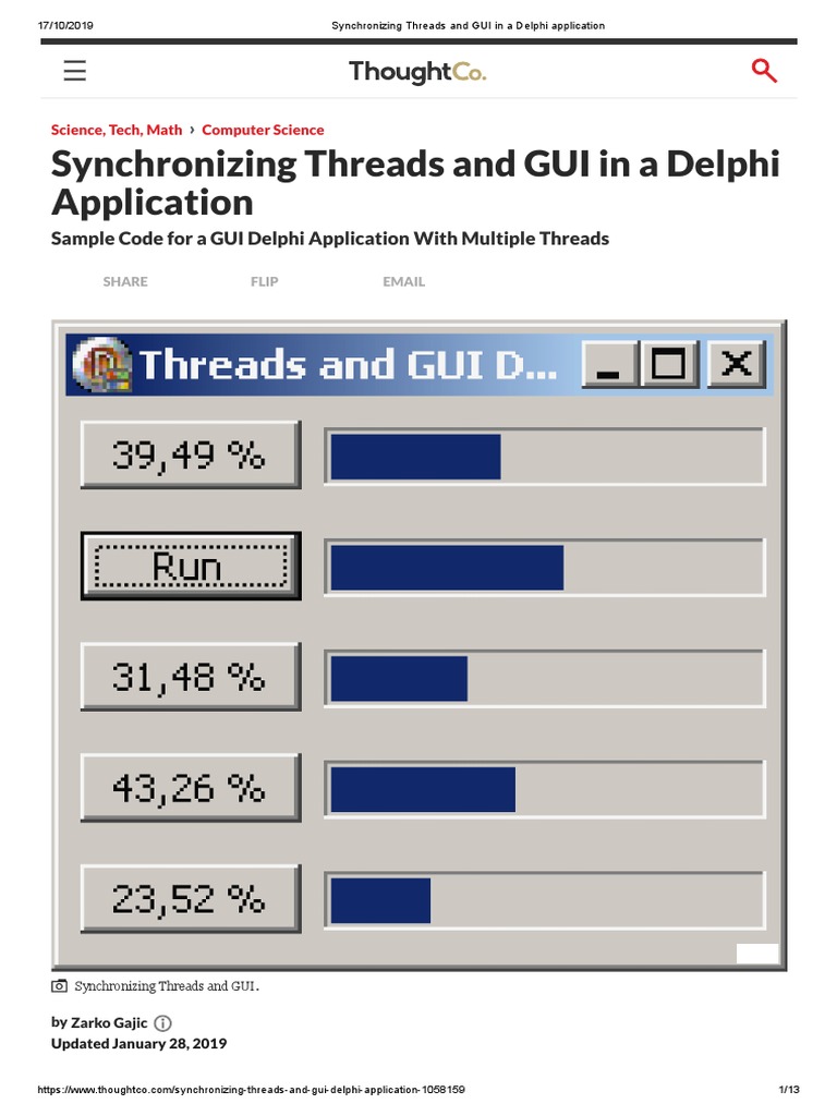 Synchronizing Threads and GUI in A Delphi Application | PDF | Thread (Computing) | Graphical ...
