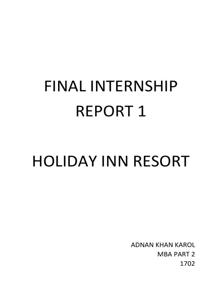 Internship Report 1 | PDF | Hospitality Industry | Hotel