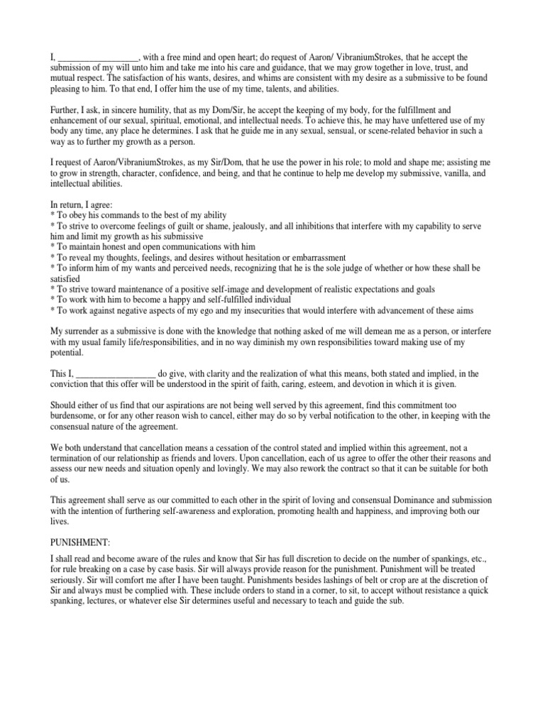 Contract | PDF | Dominance And Submission | Punishments