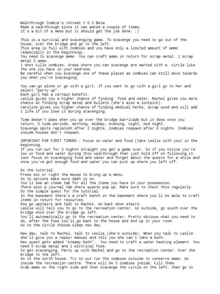 Walkthrough Zombies Retreat Updated V 0.10.1 | PDF | Leisure | Nature