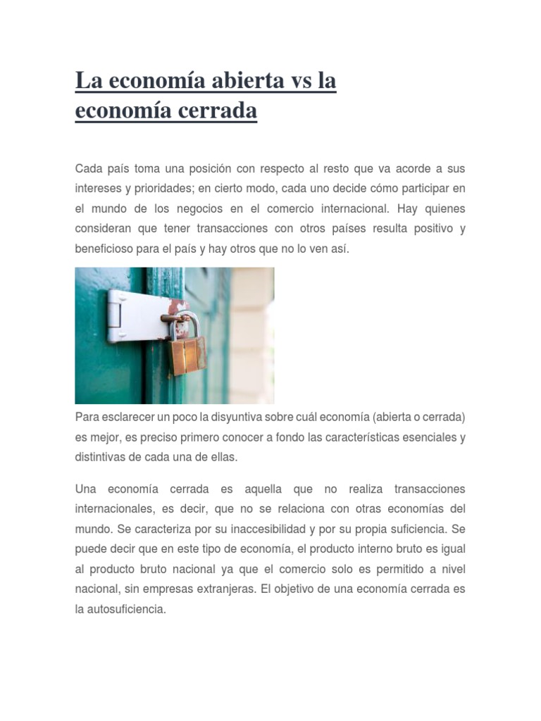 La Economía Abierta Vs La Economía Cerrada | PDF | Política