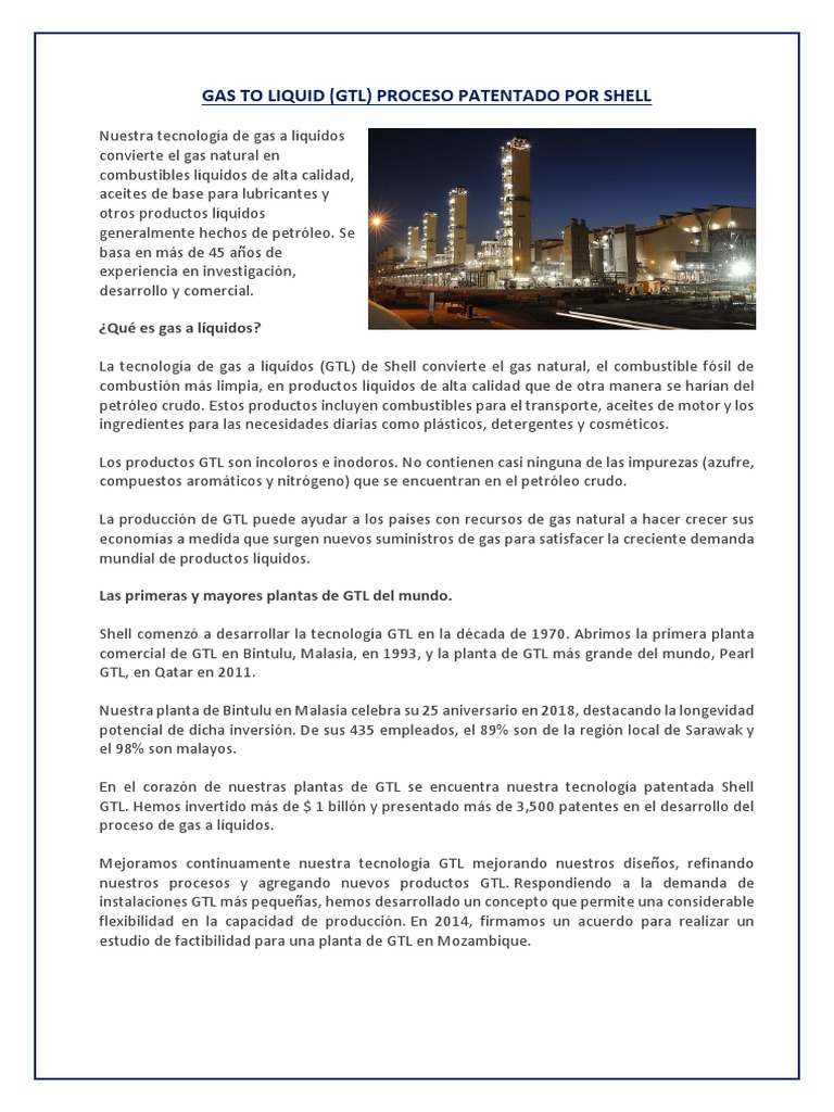 GTL Shell | PDF | Petróleo | Gas natural
