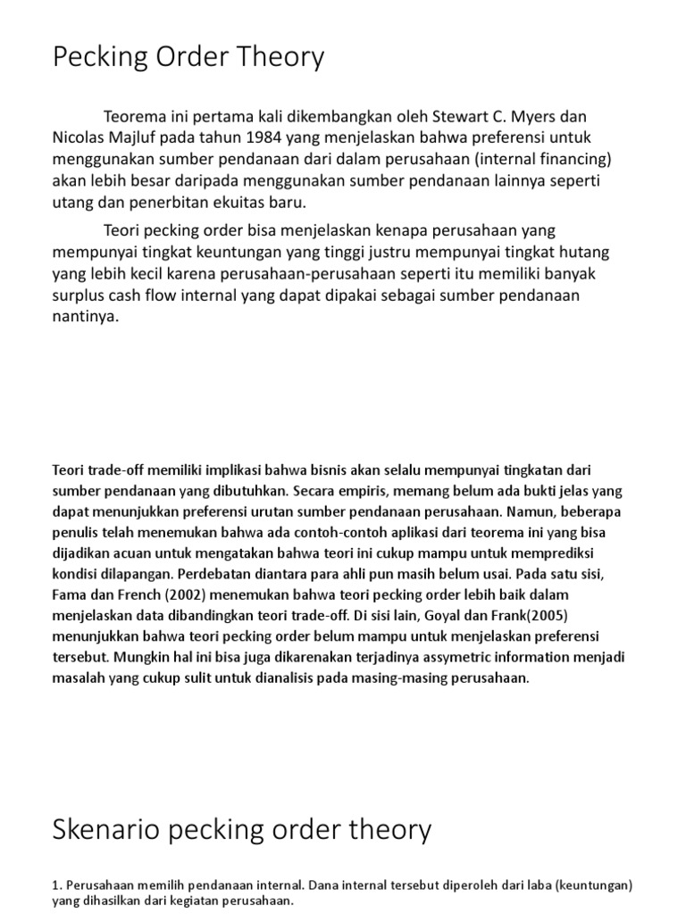 Pecking Order Theory | PDF