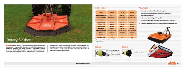 Rotary Slasher | PDF | Tractor | Motor Vehicle
