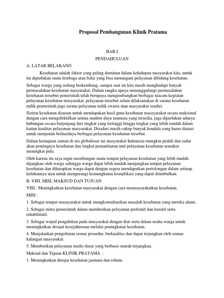 Contoh Proposal Klinik | PDF