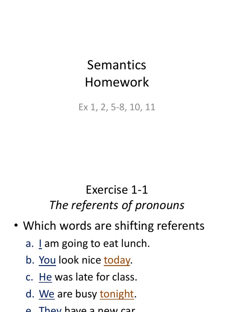 Semantics Pragmatics Exercise Answer Key | PDF | Linguistics
