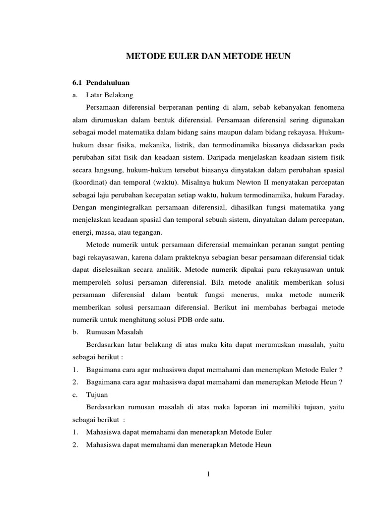 Metode Euler Dan Metode Heun | PDF | Metode & Bahan Ajar | Komputer