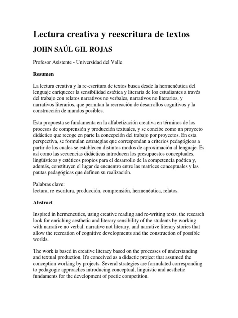 La escritura y reescritura de textos | Crítica literaria | Comprensión