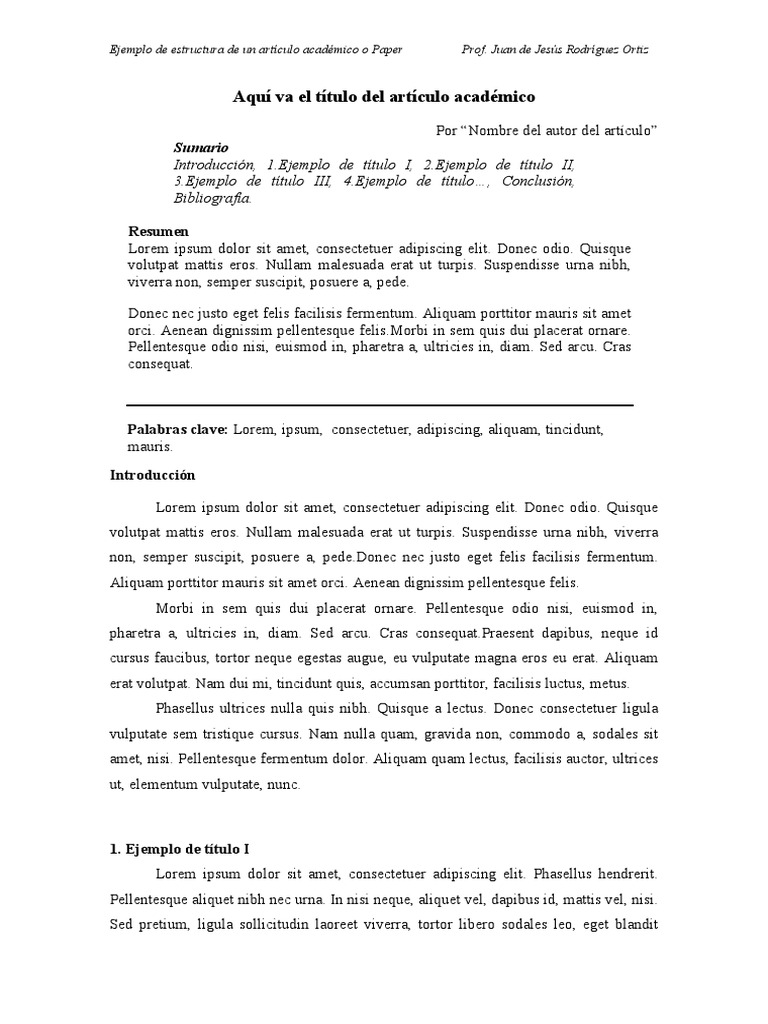 Estructura de Un Artículo Académico o Paper | PDF