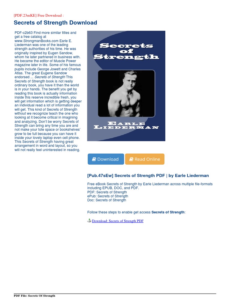 Secrets Strength Earle Liederman PDF 0e649299c | PDF