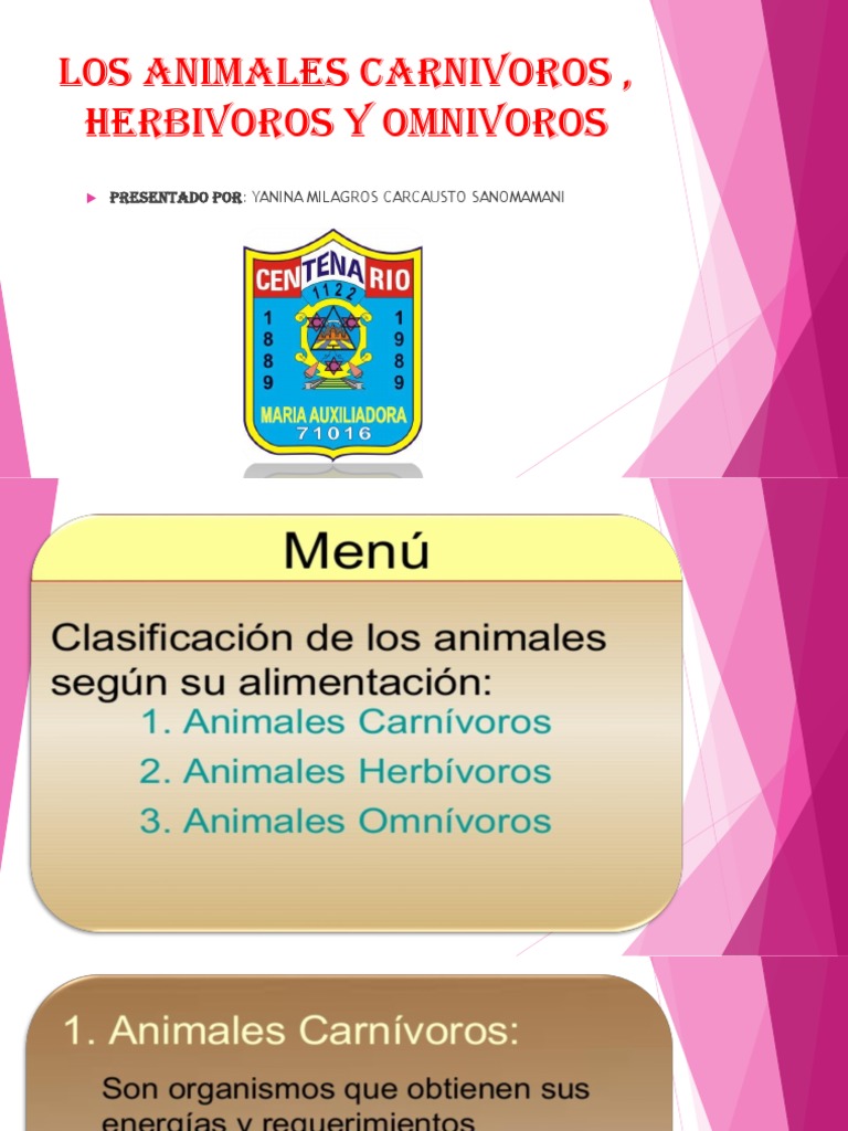Los Animales Carnivoros, Herbivoros y Omnivoros Yanina | PDF