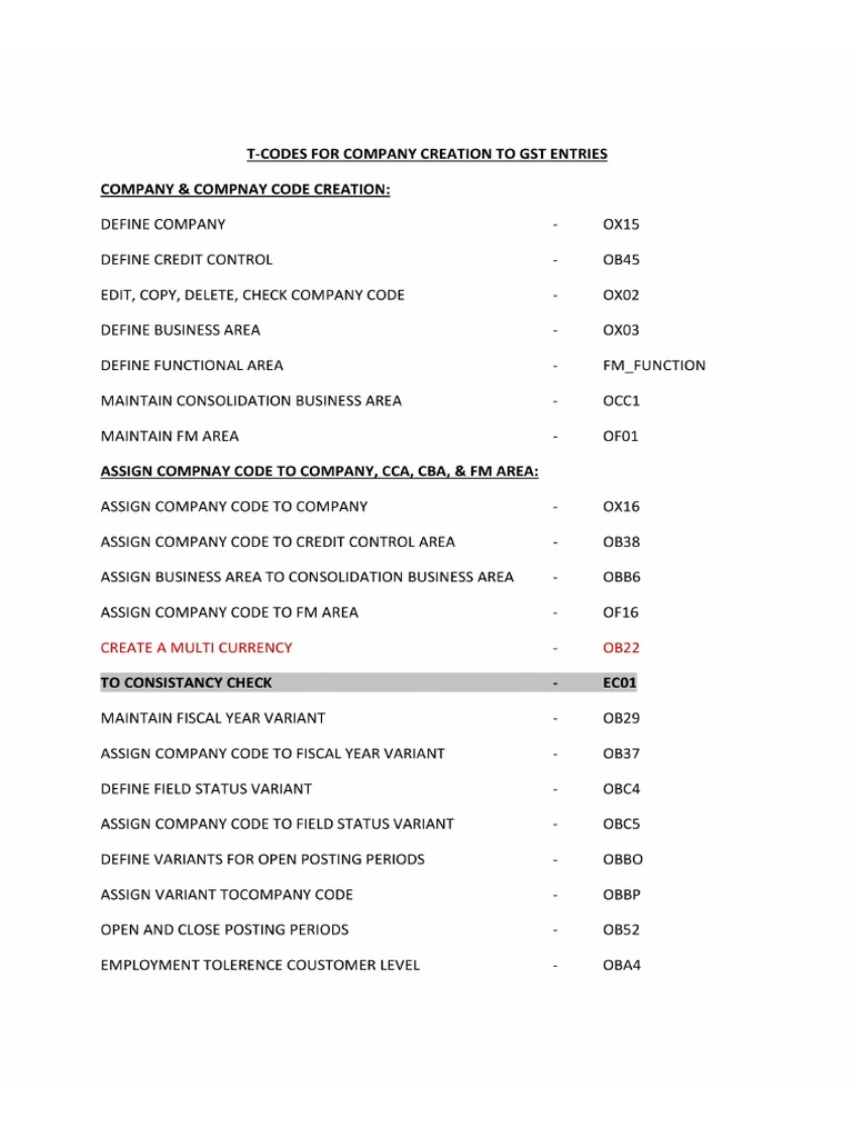 SAP FICO TCodes | PDF