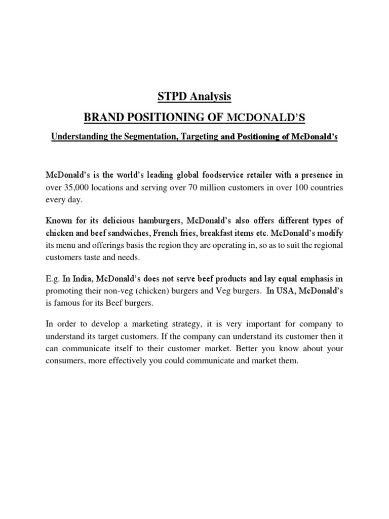 STPD Analysis | PDF | Market Segmentation | Hamburgers