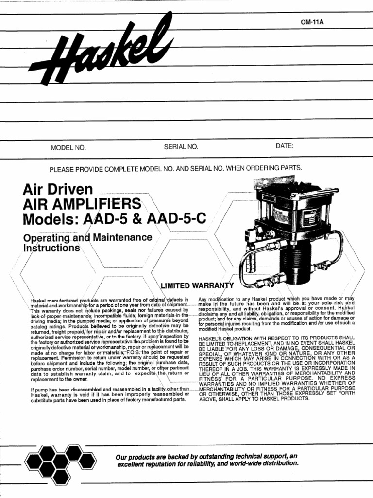 Haskel AAD-5 Instructions