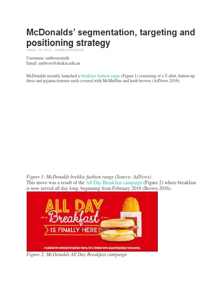 McDonalds STP | PDF | Market Segmentation | Marketing