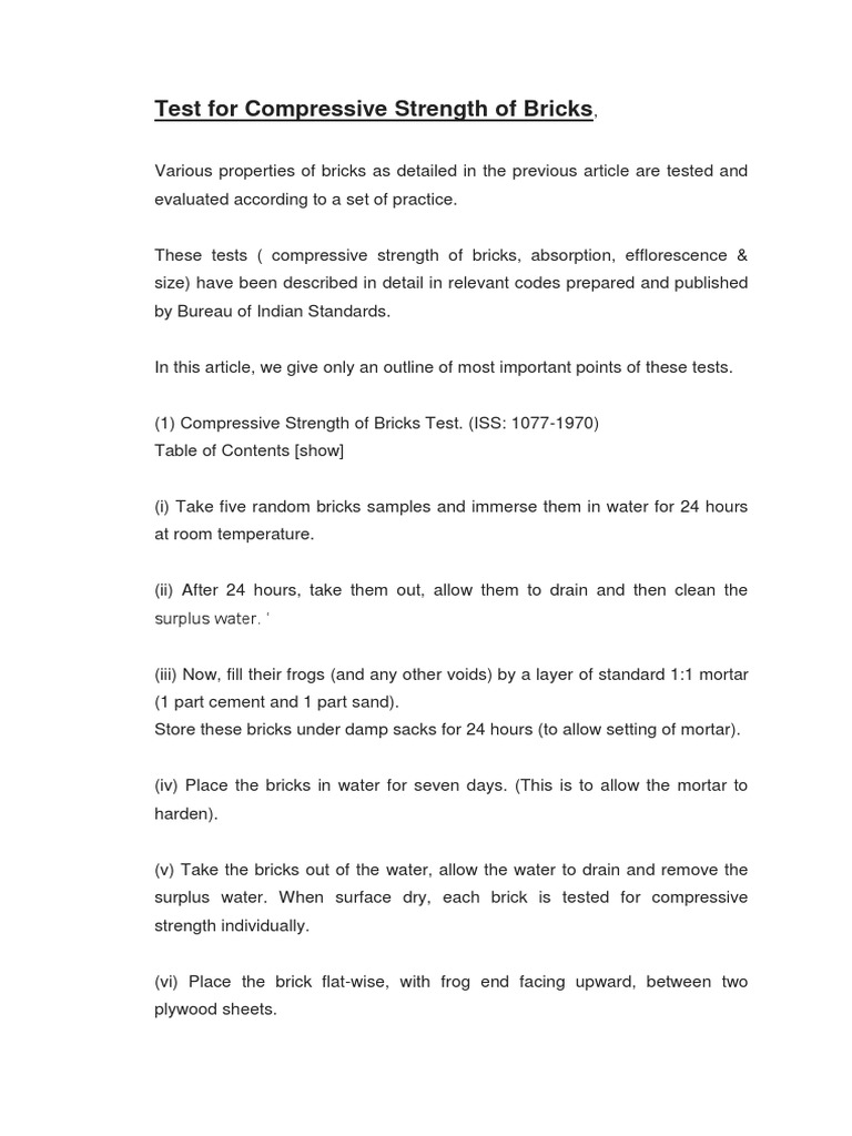 2-Compressive Strength of Bricks | PDF