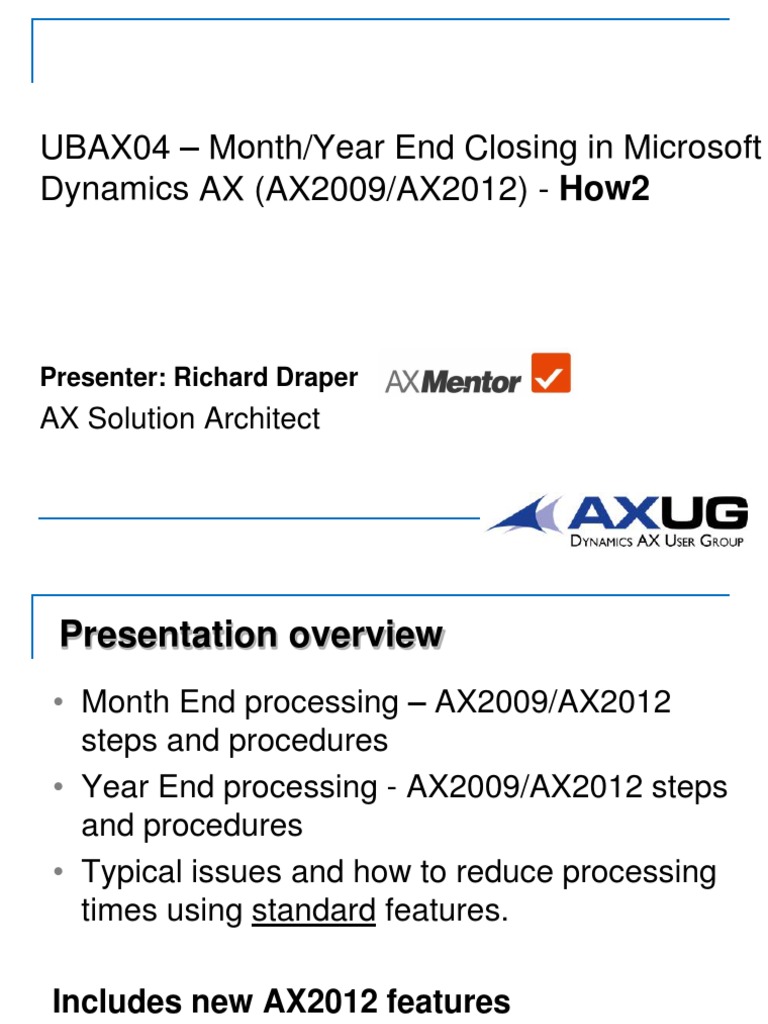 UBAX04 Month and Year End Closing in Microsoft Dynamics AX How21 | PDF ...