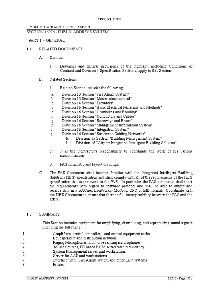 Public Address System | PDF | Specification (Technical Standard ...