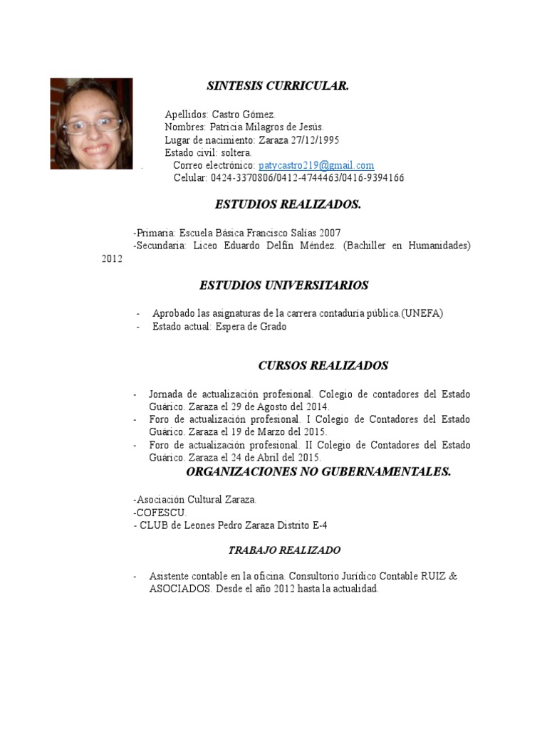 Curriculum Vitae Patricia Castro | PDF