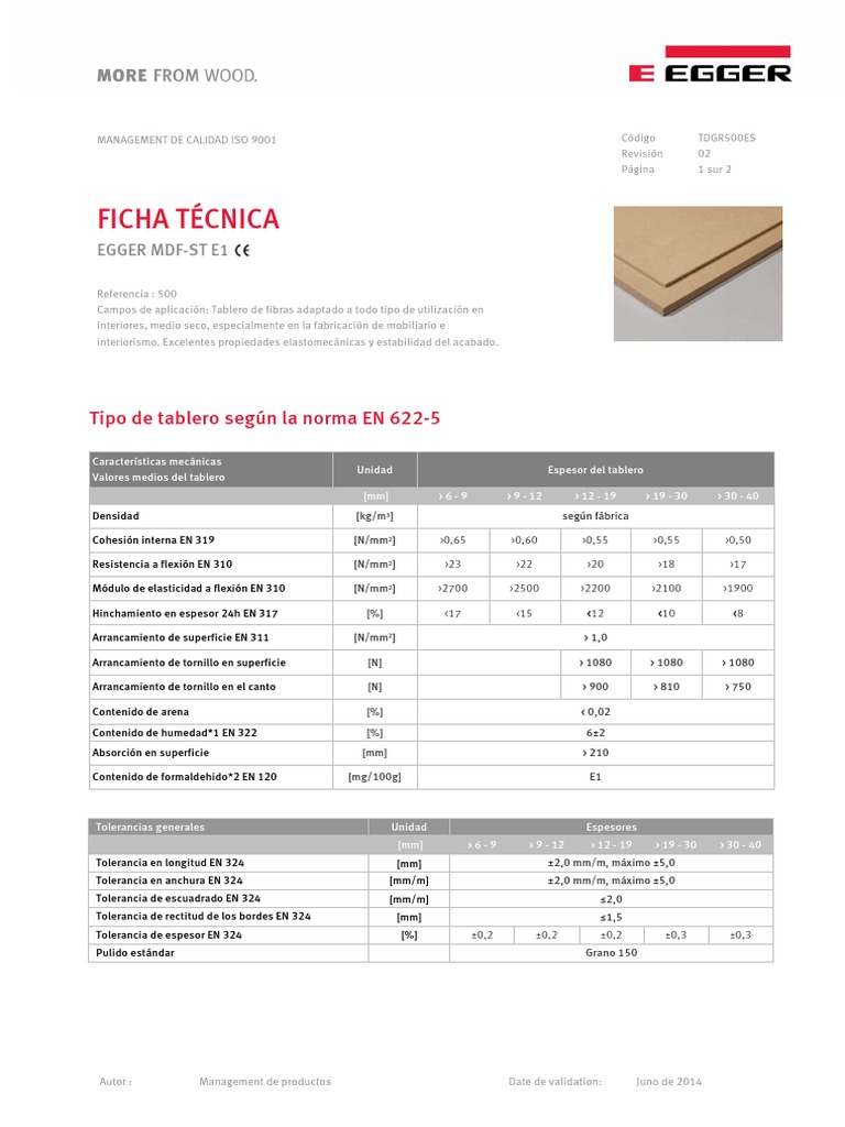 TD Egger MDF ST E1 Es | PDF | Tornillo | Materiales
