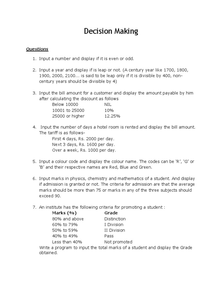 DecisionMaking Assignmentno1 RITHVIKG | PDF | Multiplication | Teaching ...