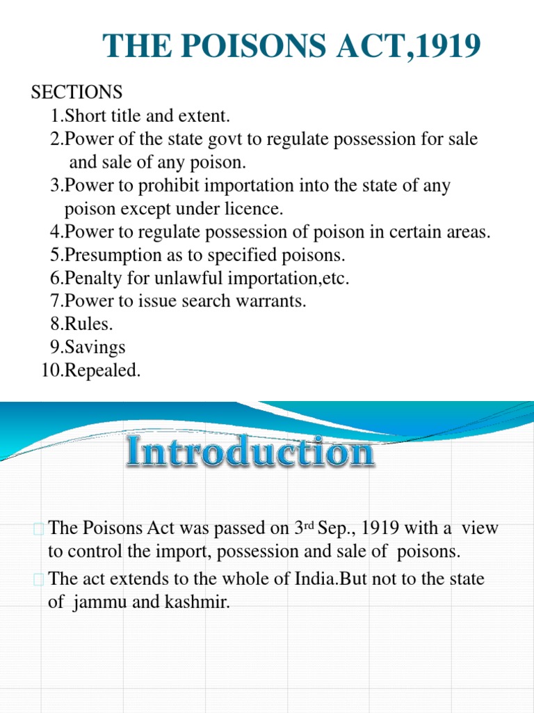 Poison Act 1919 | PDF | License | Crime & Violence