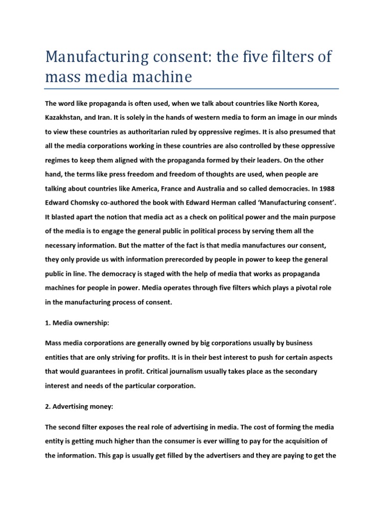 Manufacturing Consent | PDF | Mass Media | Journalism
