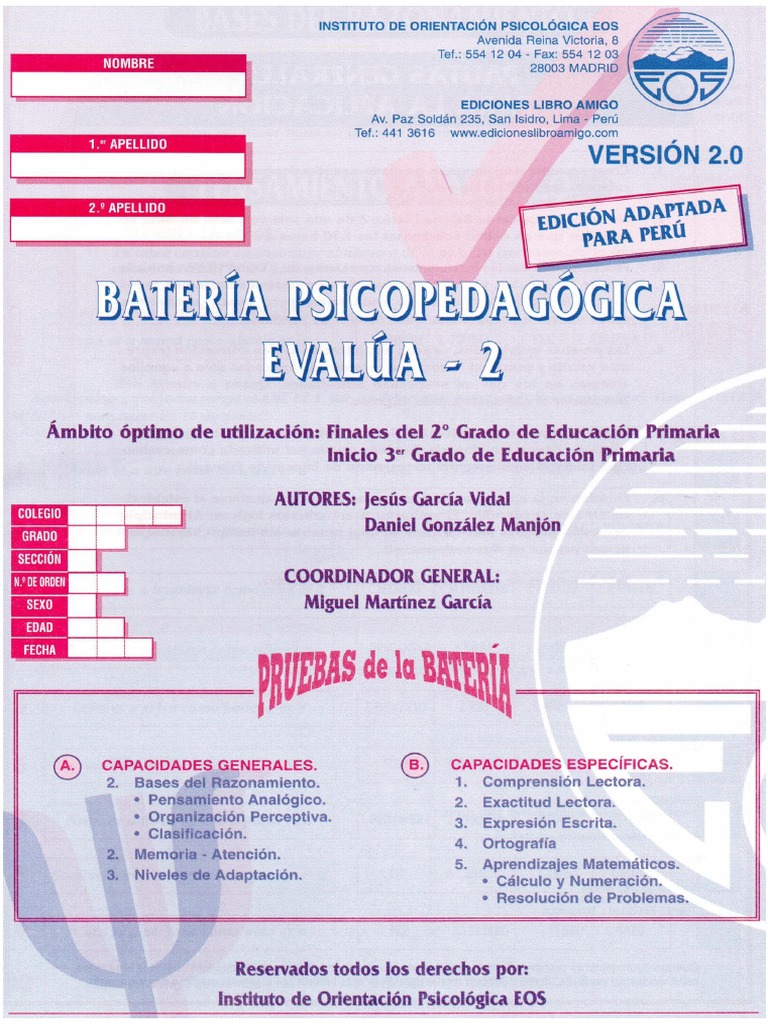 Protocolo de Aplicación EVALUA 2 PDF | PDF