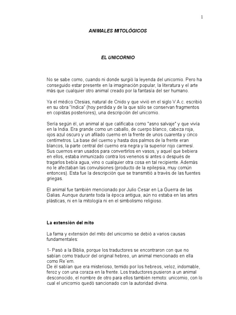 El Mito del Unicornio | PDF | Unicornio