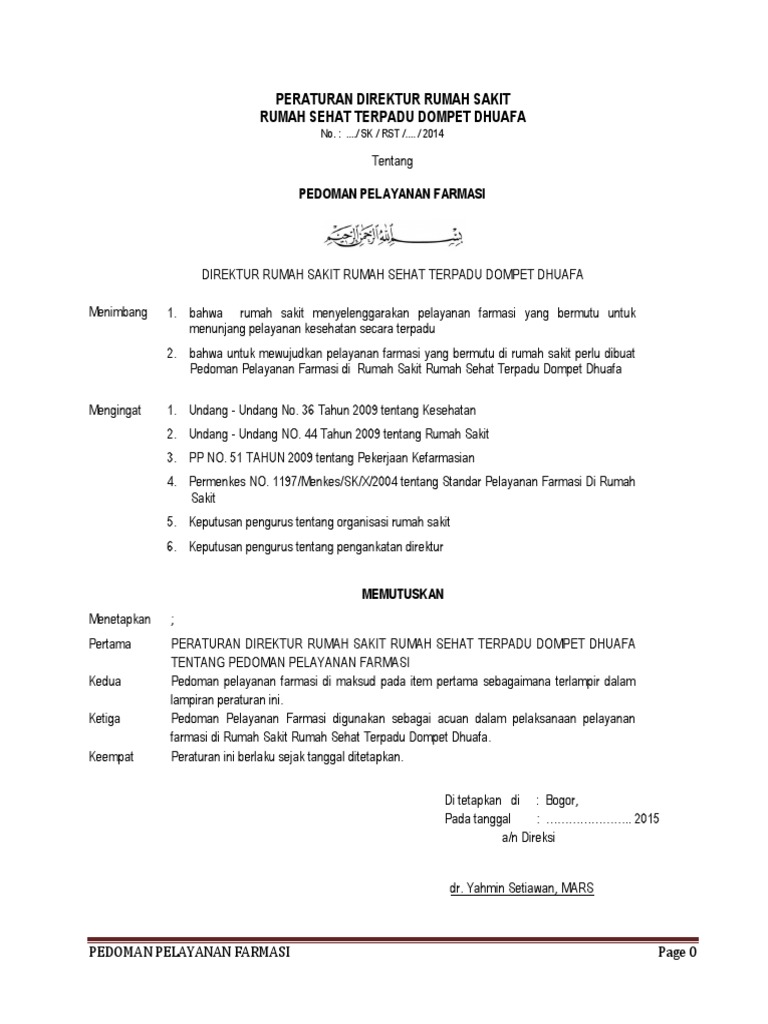 Pedoman Pelayanan Instalasi Farmasi Fixed Pdf