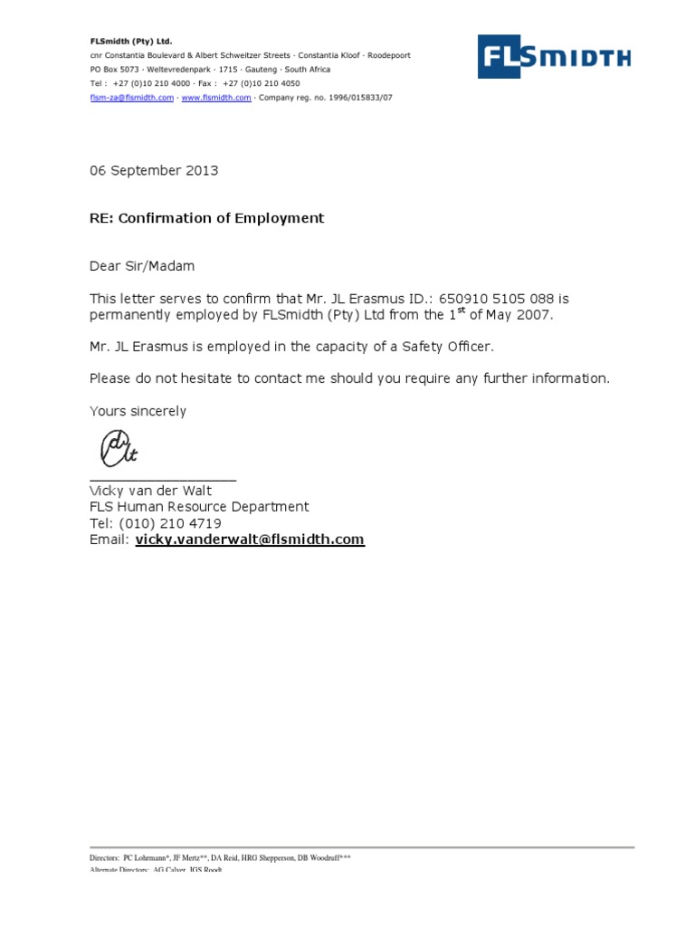 Format For Proof of Employment (Sample) | PDF