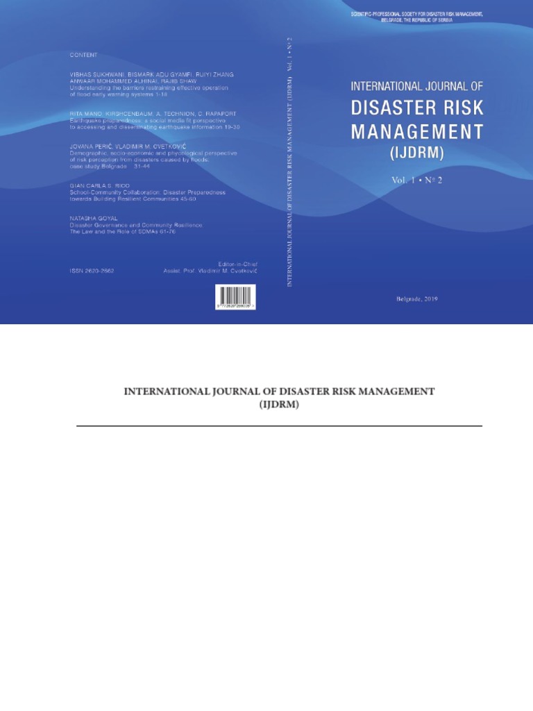03.12.2019. International Journal of Disaster Risk Management | PDF | Flood | Hazards