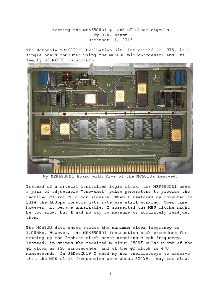 How To Set Up The Motorola MEK6800D1 Clock Generator | PDF ...