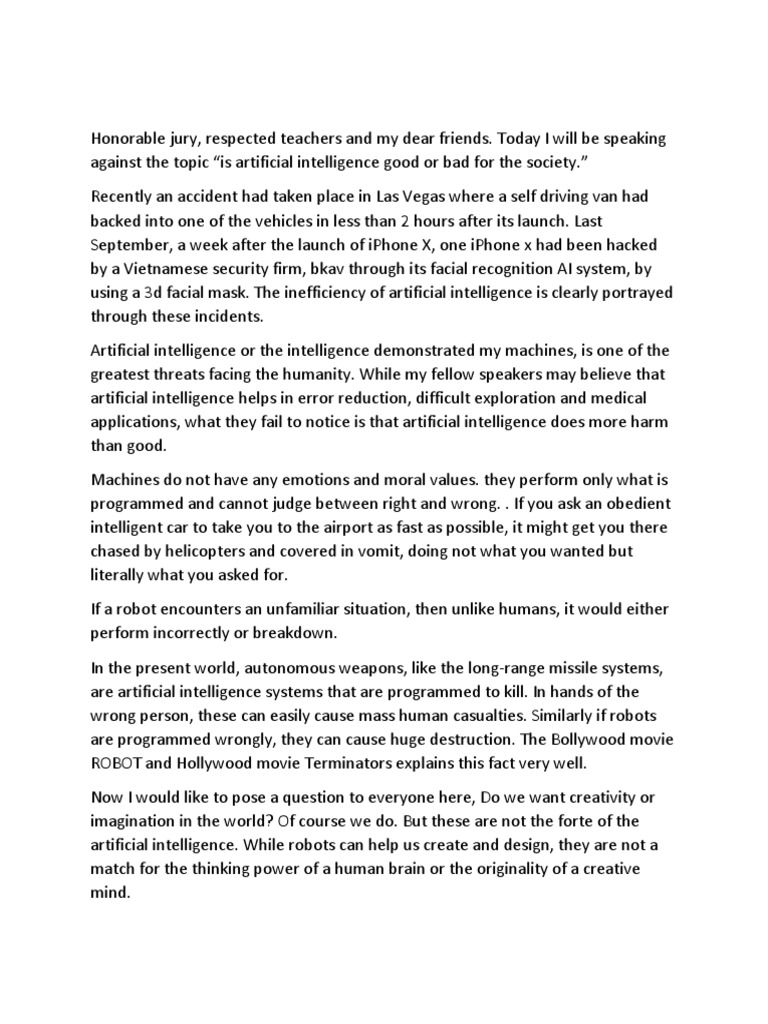 Debate Artificial Intelligence | PDF | Artificial Intelligence ...
