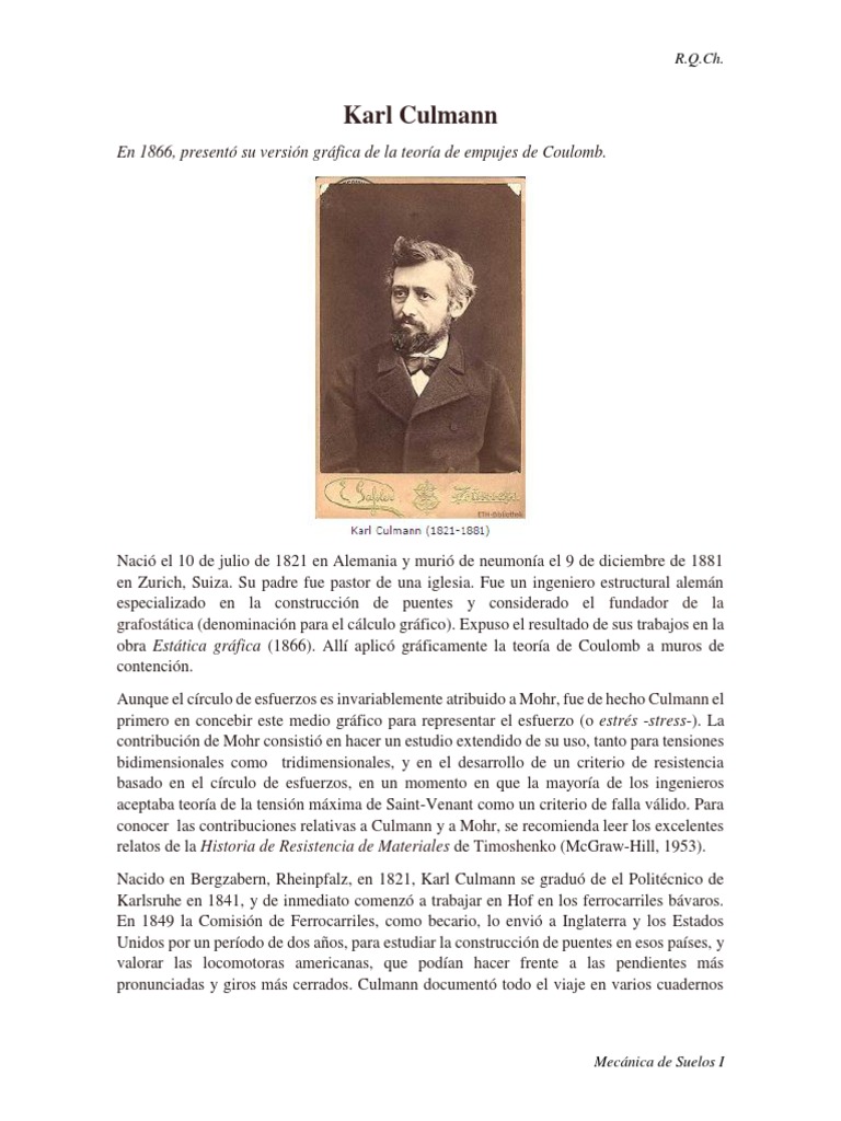 Karl Culmann | PDF | Ingeniero civil | Ingeniería mecánica