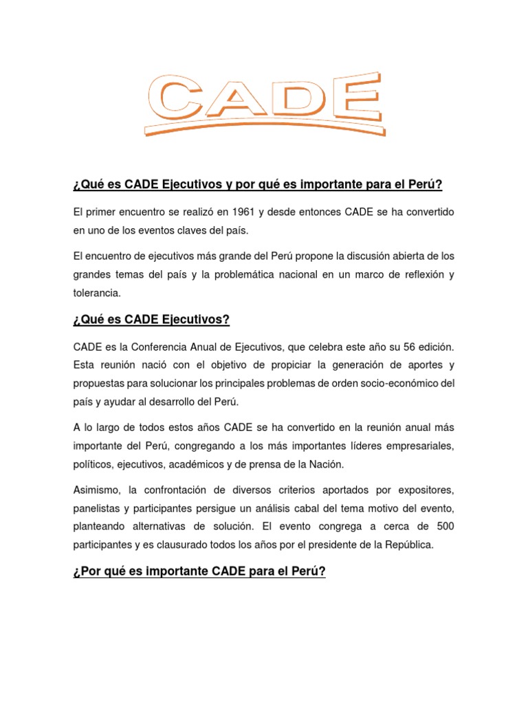 Qué Es CADE Ejecutivos y Por Qué Es Importante para El Perú | PDF ...