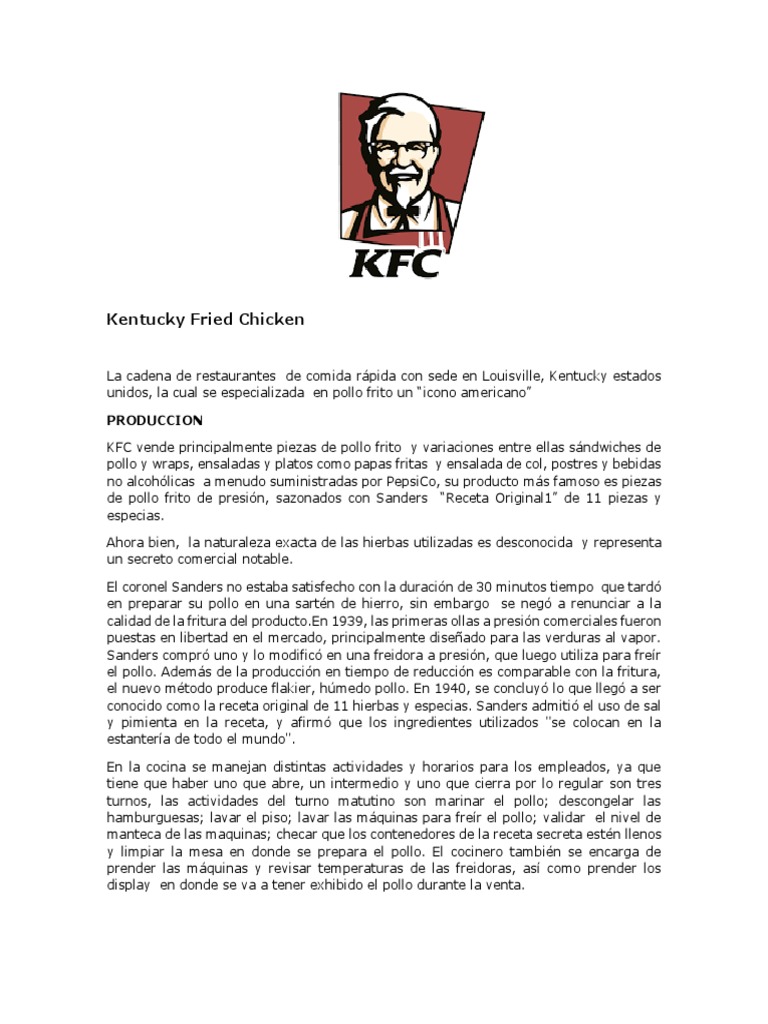 Kentucky Fried Chicken | PDF | Cocinando | Preparación de comida y bebida
