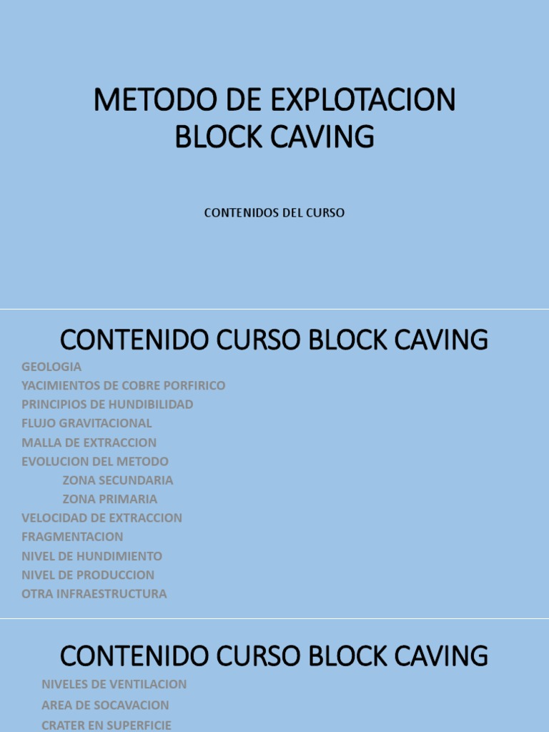 Metodo de Explotacion Block Caving | PDF | Minería | Cobre