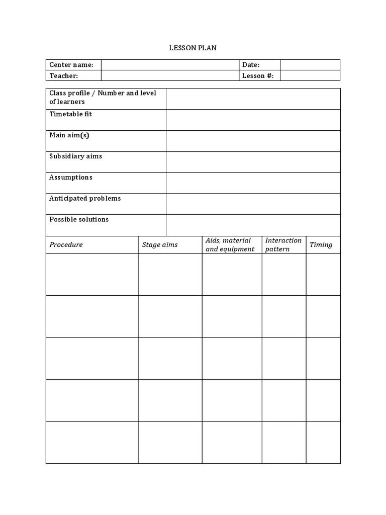 Lesson Plan Template (TKT) V2 | PDF