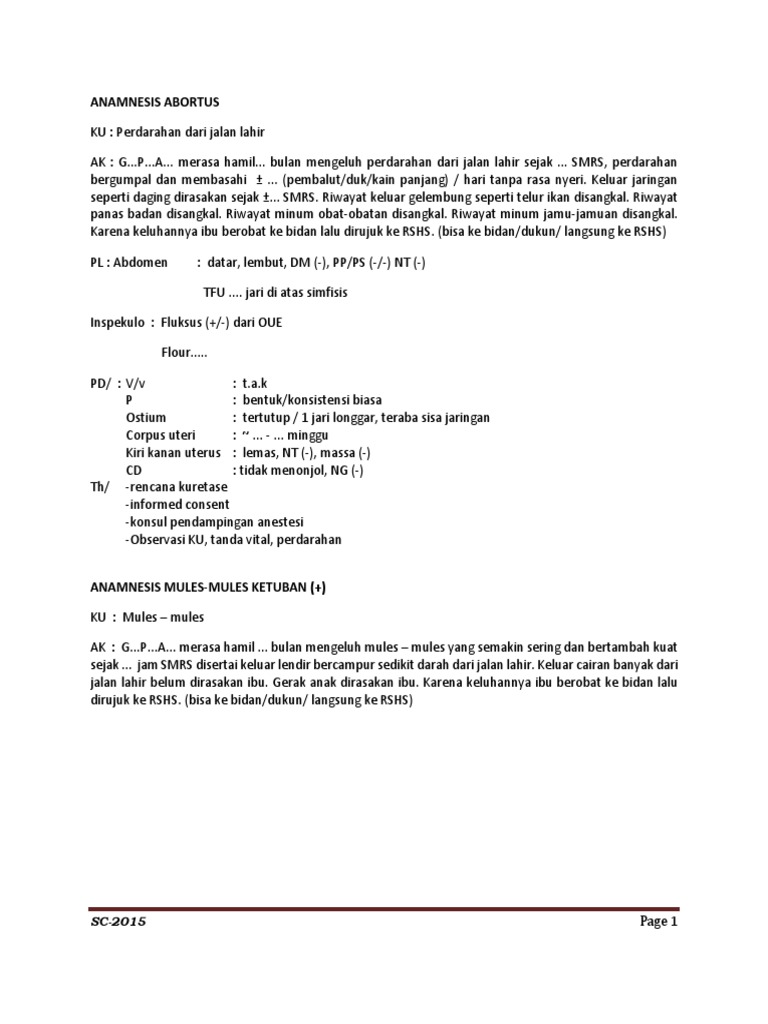 Template Koas Obgyn Ciawi | PDF