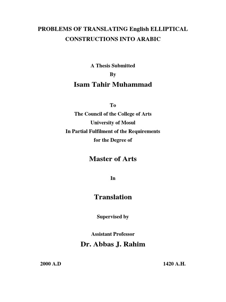 Translating English Ellipsis Into Arabic | PDF | Adjective | Ellipsis