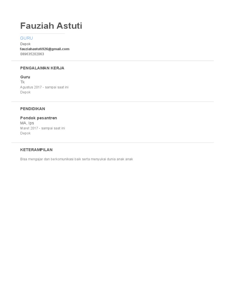 Astuti F. (Jooble - CV) PDF | PDF